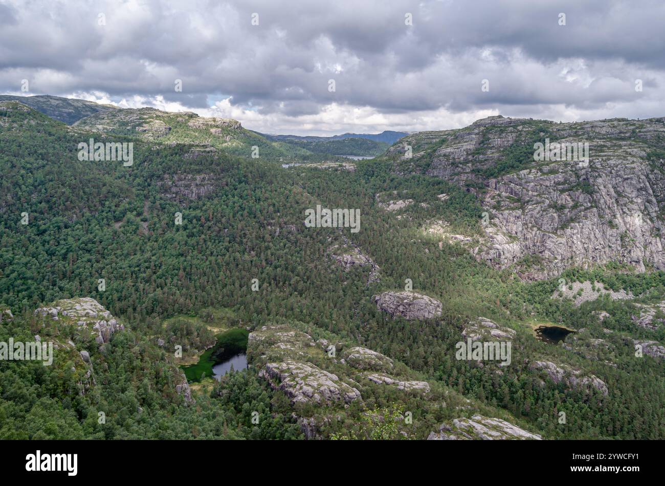 View of rock formations on the route to Preikestolen (The Pulpit Rock ...