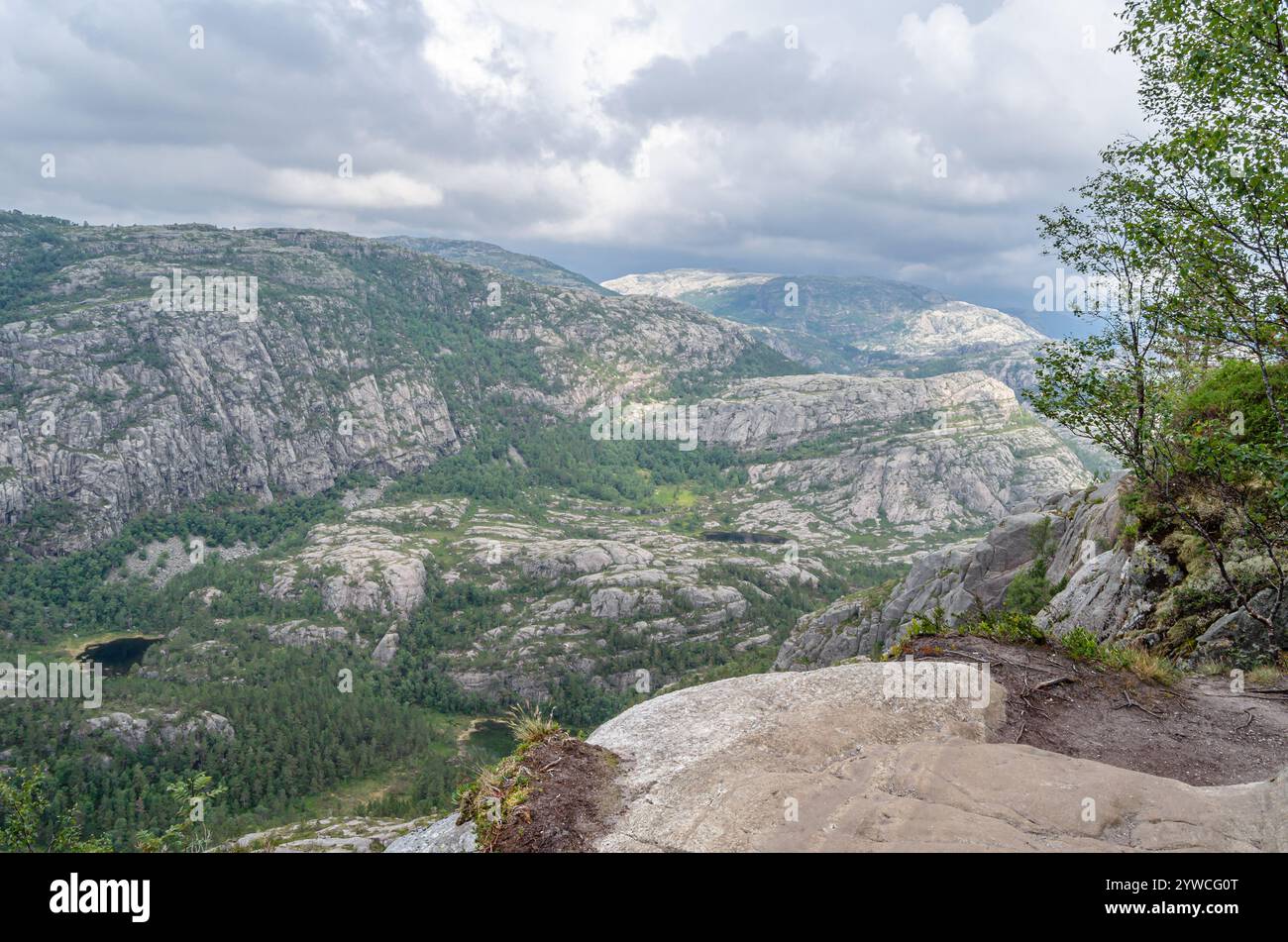 View of rock formations on the route to Preikestolen (The Pulpit Rock ...