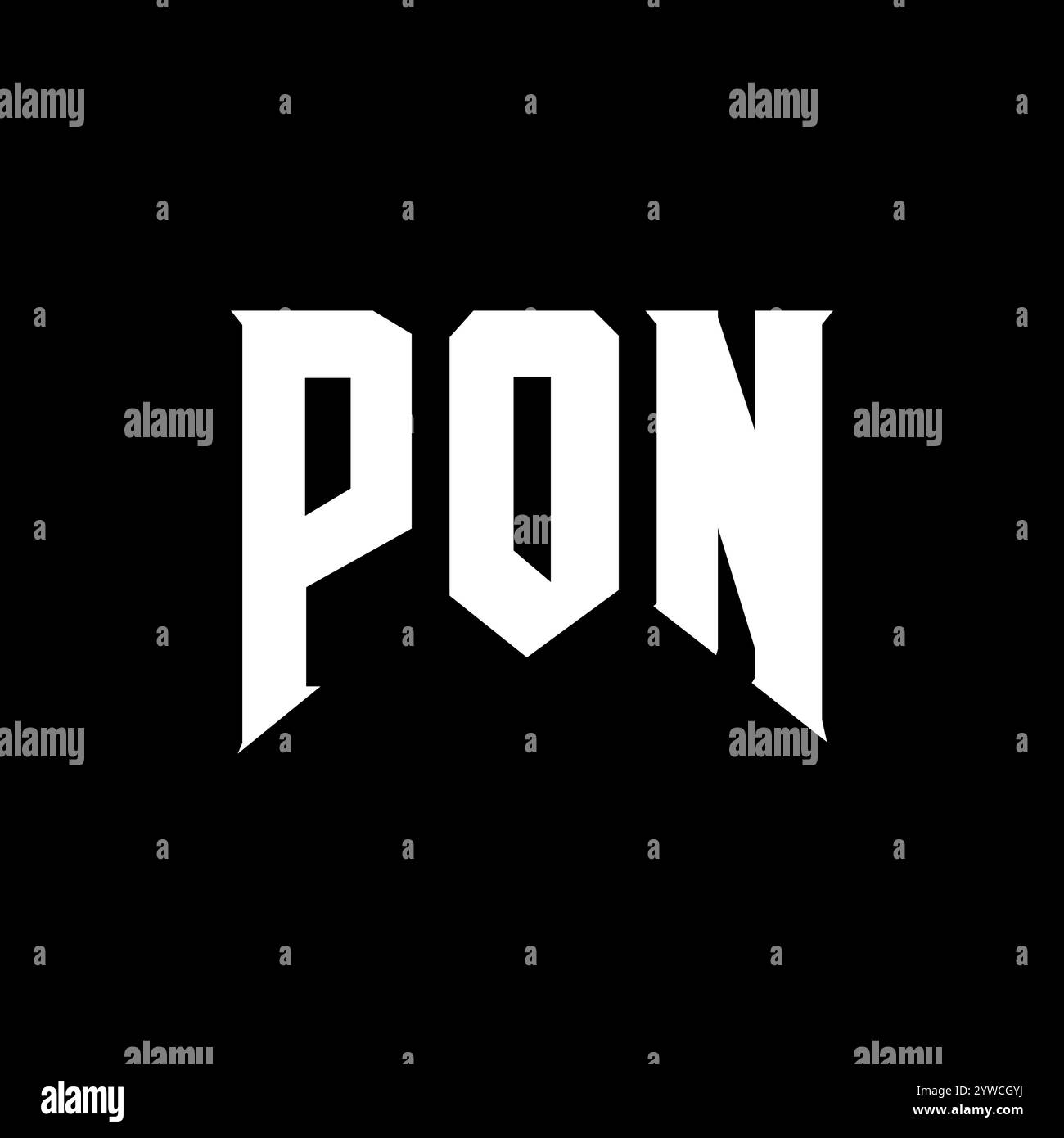 PON letter logo design for technology company. PON logo design black and white color combination ...