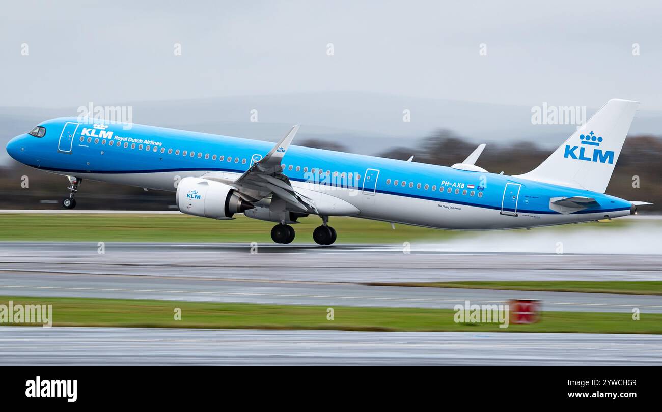 KLM Airbus A321-252NX PH-AXB takes off at Manchester Airport, Monday ...