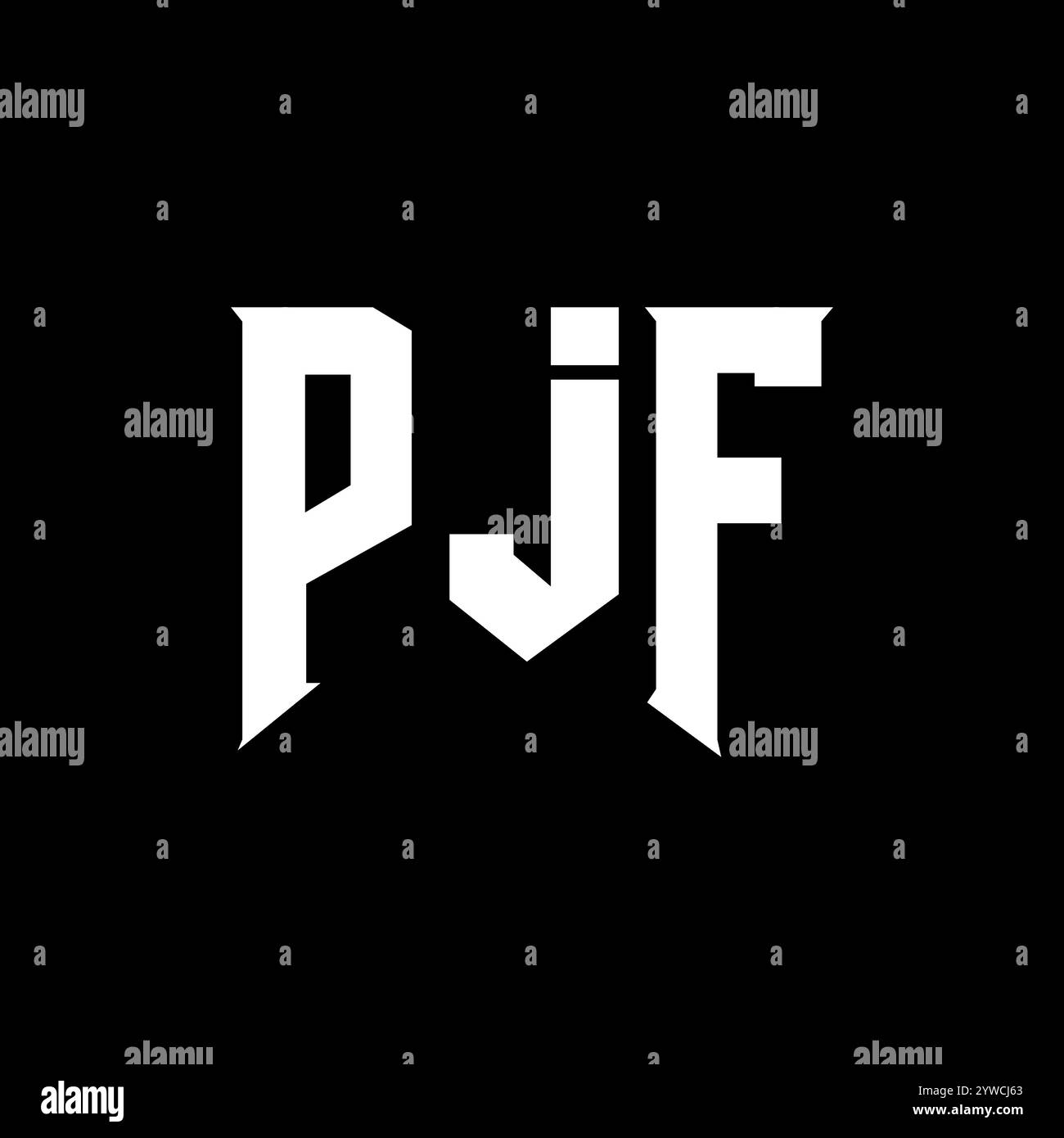 PJF letter logo design for technology company. PJF logo design black and white color combination ...