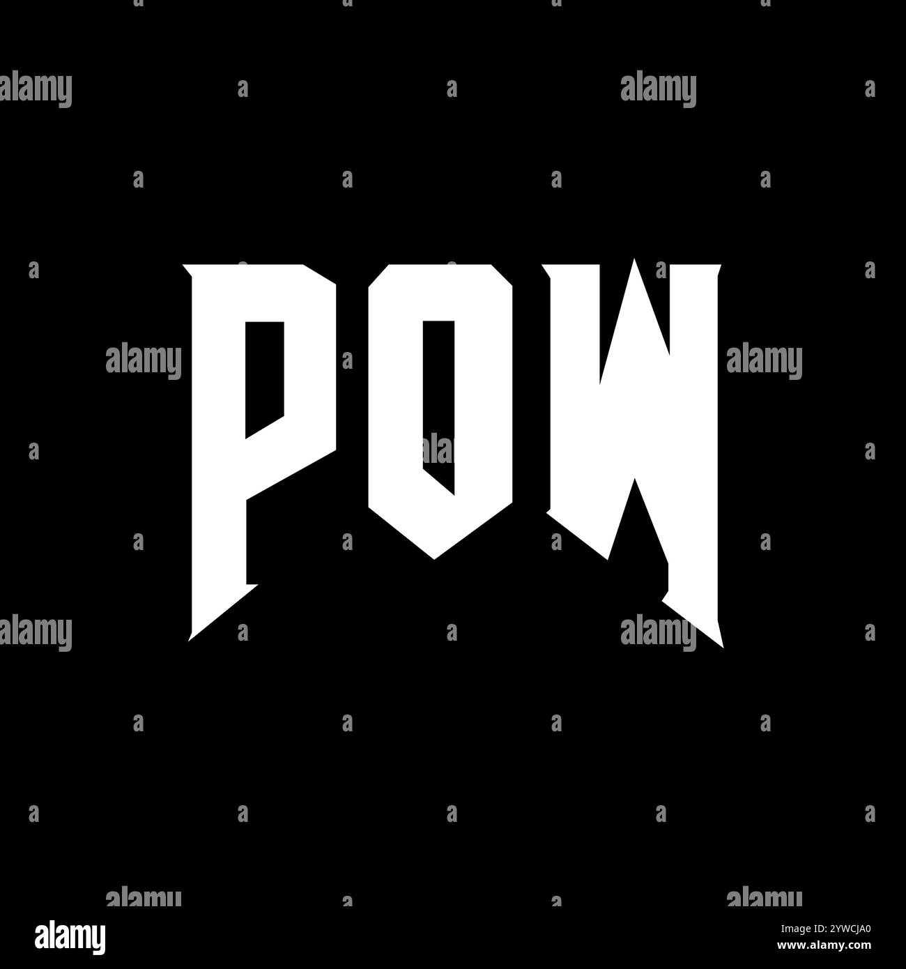 POW letter logo design for technology company. POW logo design black ...