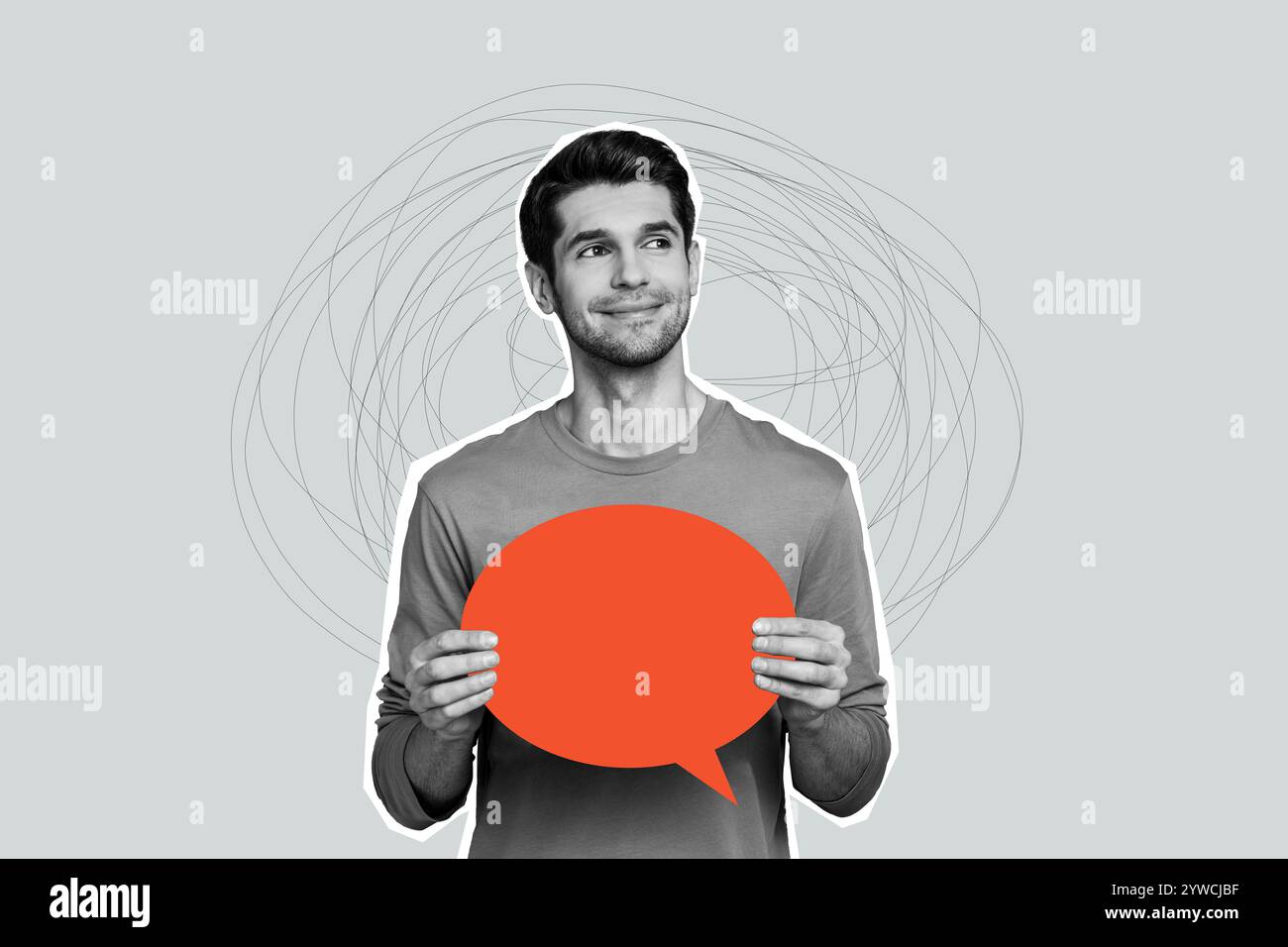 Composite trend artwork sketch image photo collage of young man guy ...