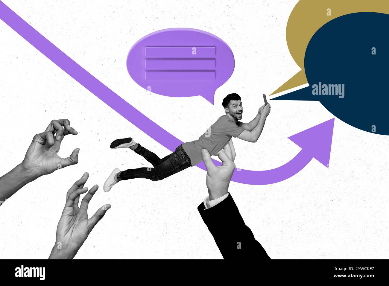 Trend artwork sketch image photo collage of business arrow gesture ...