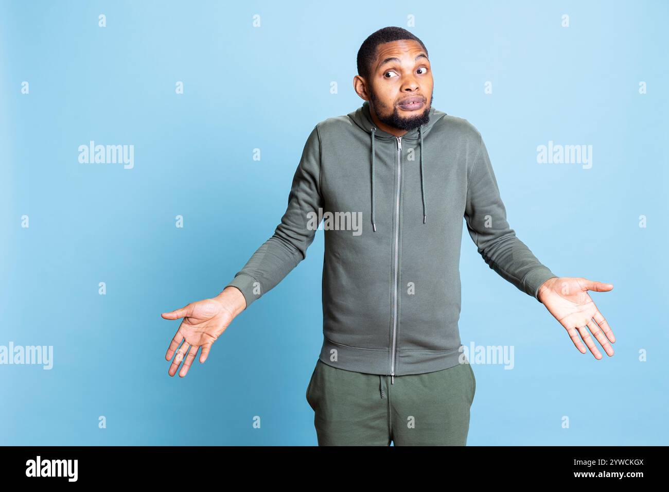 Clueless uncertain african american person acting confused and ...