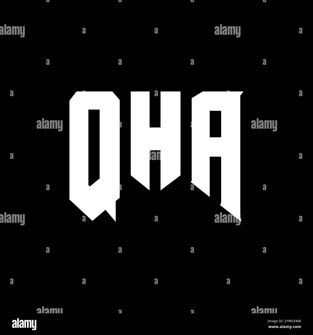 QHA letter logo design for technology company. QHA logo design black and white color combination ...