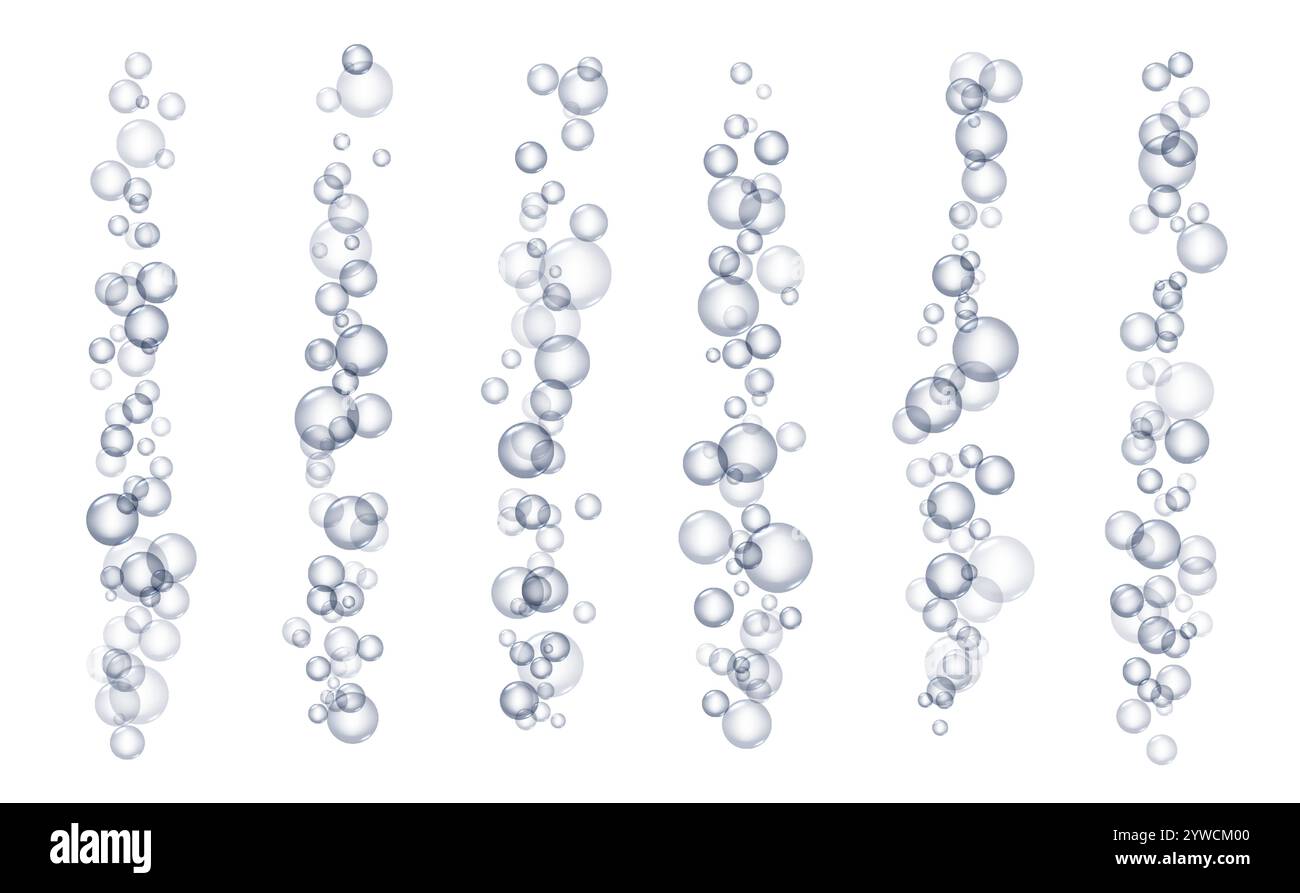 Underwater fizzing bubbles, soda or champagne carbonated drink, sparkling water. Effervescent ...