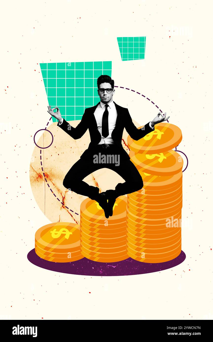3D collage design composite trend artwork sketch of young man formal ...