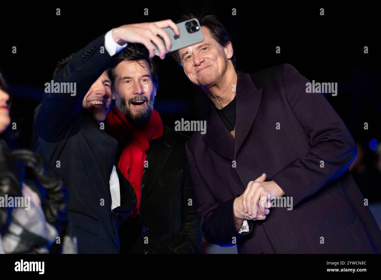 Director Jeff Fowler, from left, Keanu Reeves, and Ben Schwartz, pose ...