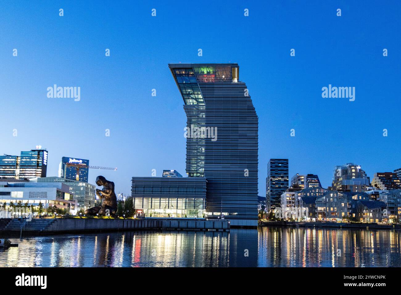 Oslo fjord with city views of the Munch museum, residential homes and ...