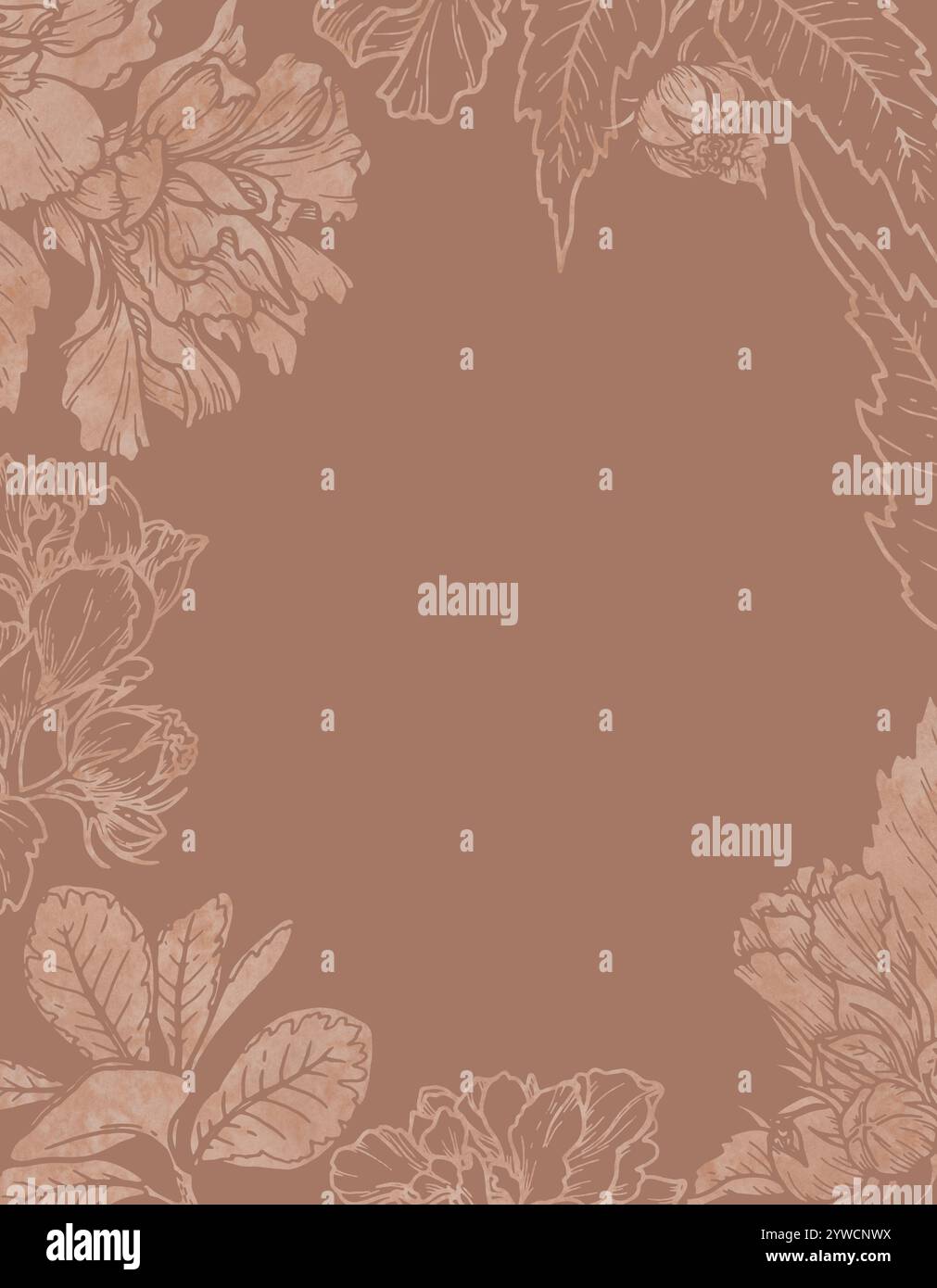 Floral background in the 2025 color of the year Mocha Mousse. Hand ...
