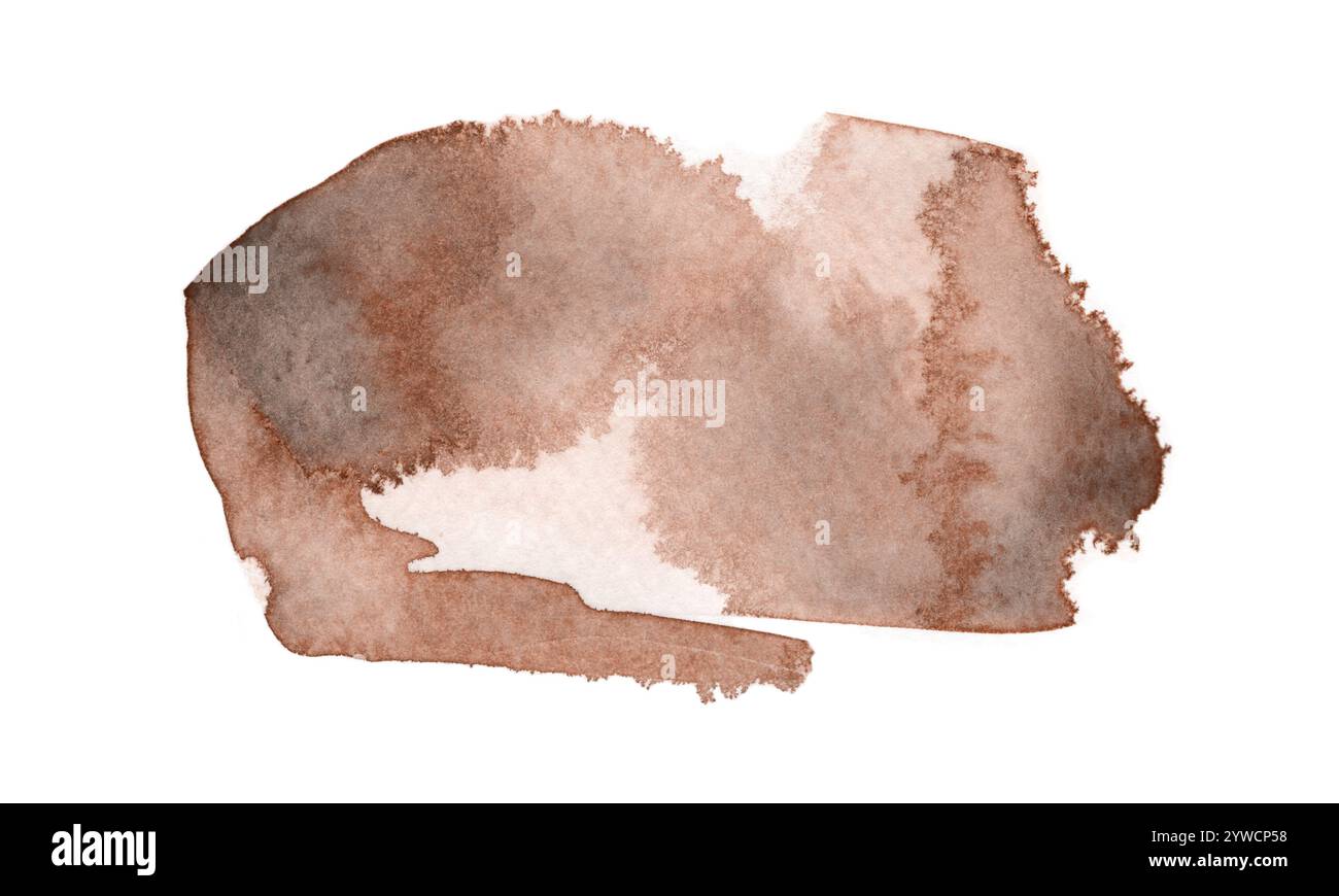 Watercolor stain in the 2025 color of the year Mocha Mousse. Hand drawn ...