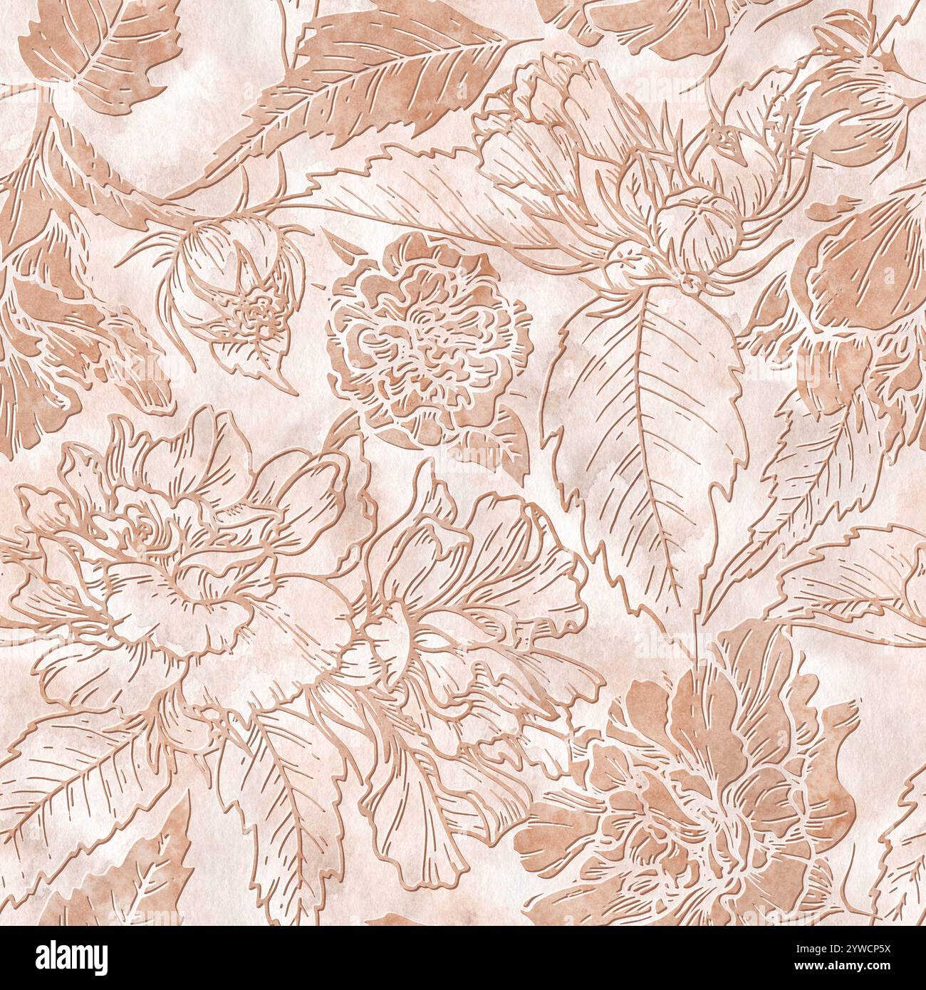 Watercolor texture floral seamless pattern in the 2025 color of the ...