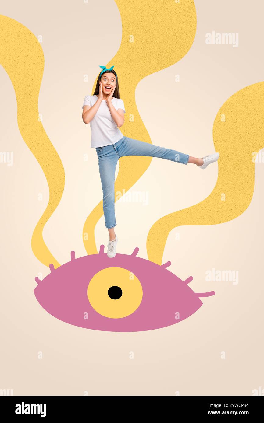 Composite trend artwork 3D sketch image photo collage of huge eye ...