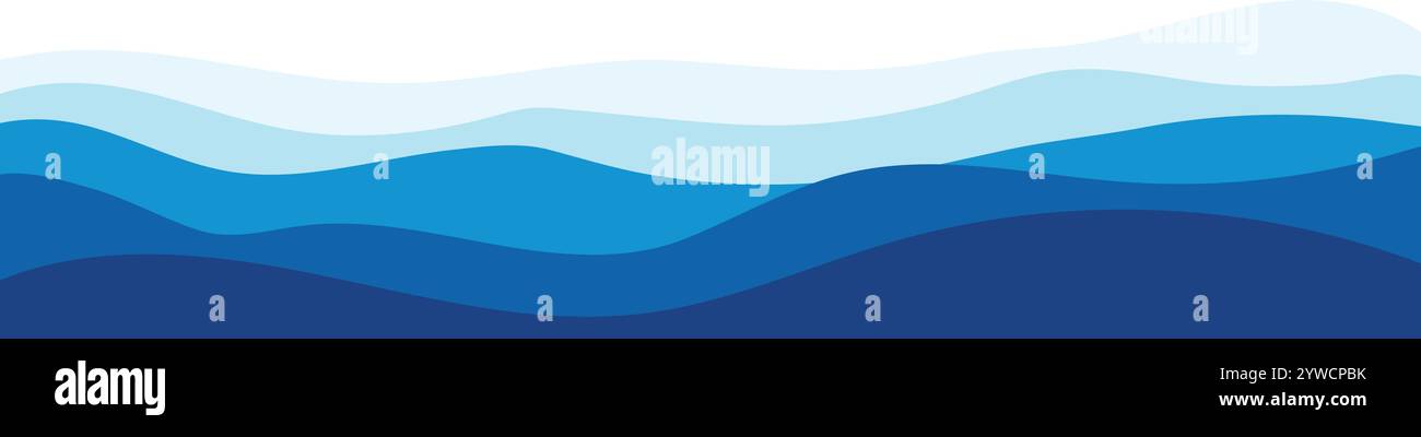 Sea waves layered vector background illustration and sea beach vector ...