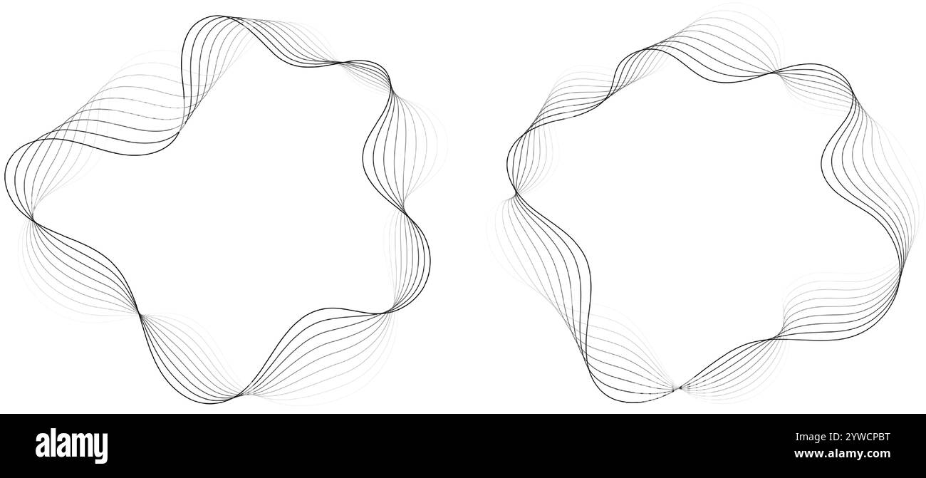 Abstract wavy frames set, black flowing borders isolated on white Stock ...