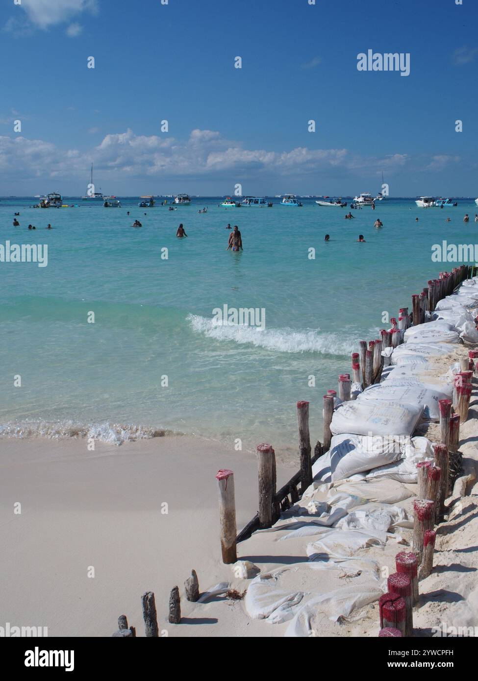 People swimming in the ocean at Playa Norte, Isla Mujeres, Quintana Roo ...