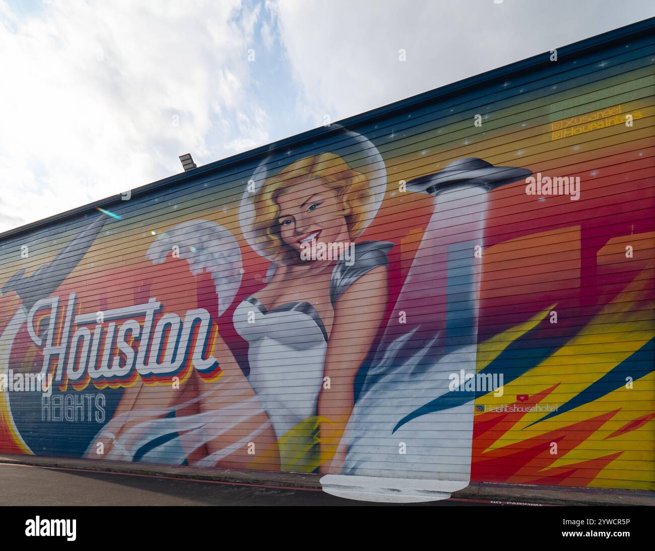 Colorful Houston Heights mural with retro feel. The mural includes a ...