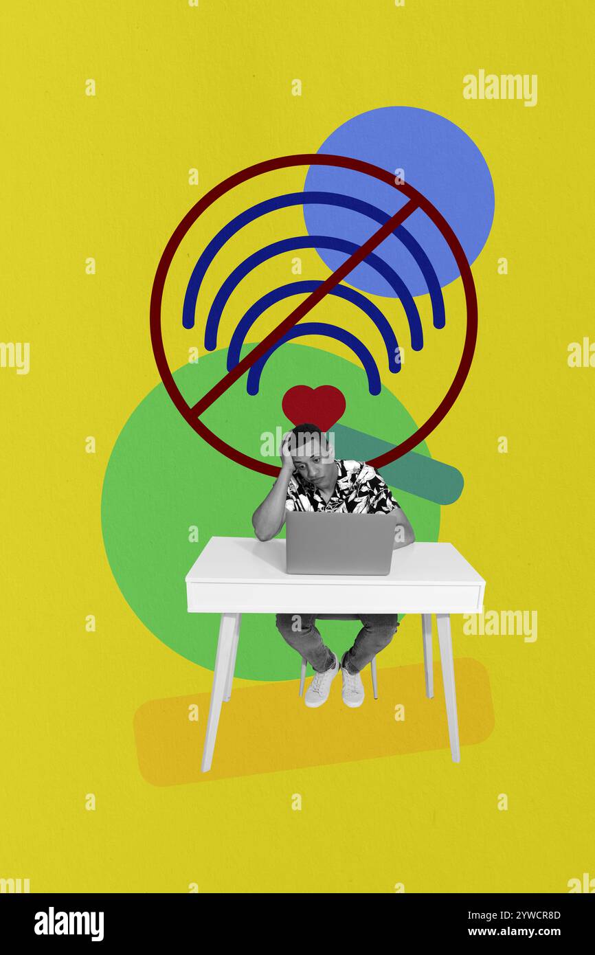 Composite trend artwork sketch image collage of wifi internet wireless ...