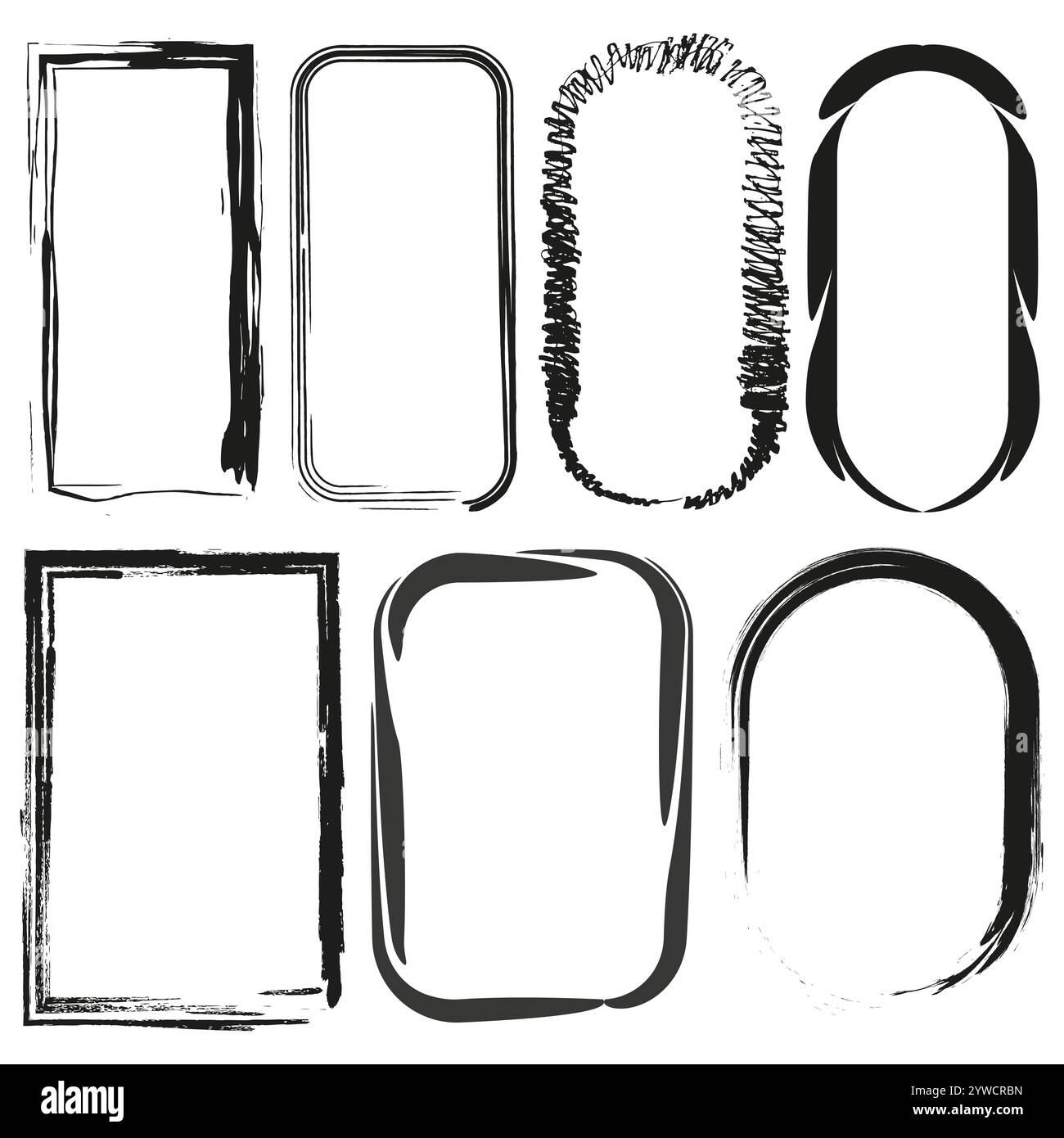 Brush stroke frames. Abstract border design. Artistic black shapes ...