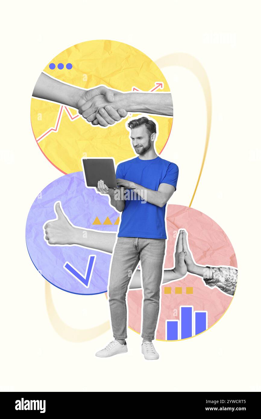 Creative 3D photo collage trend artwork template of silhouette young ...