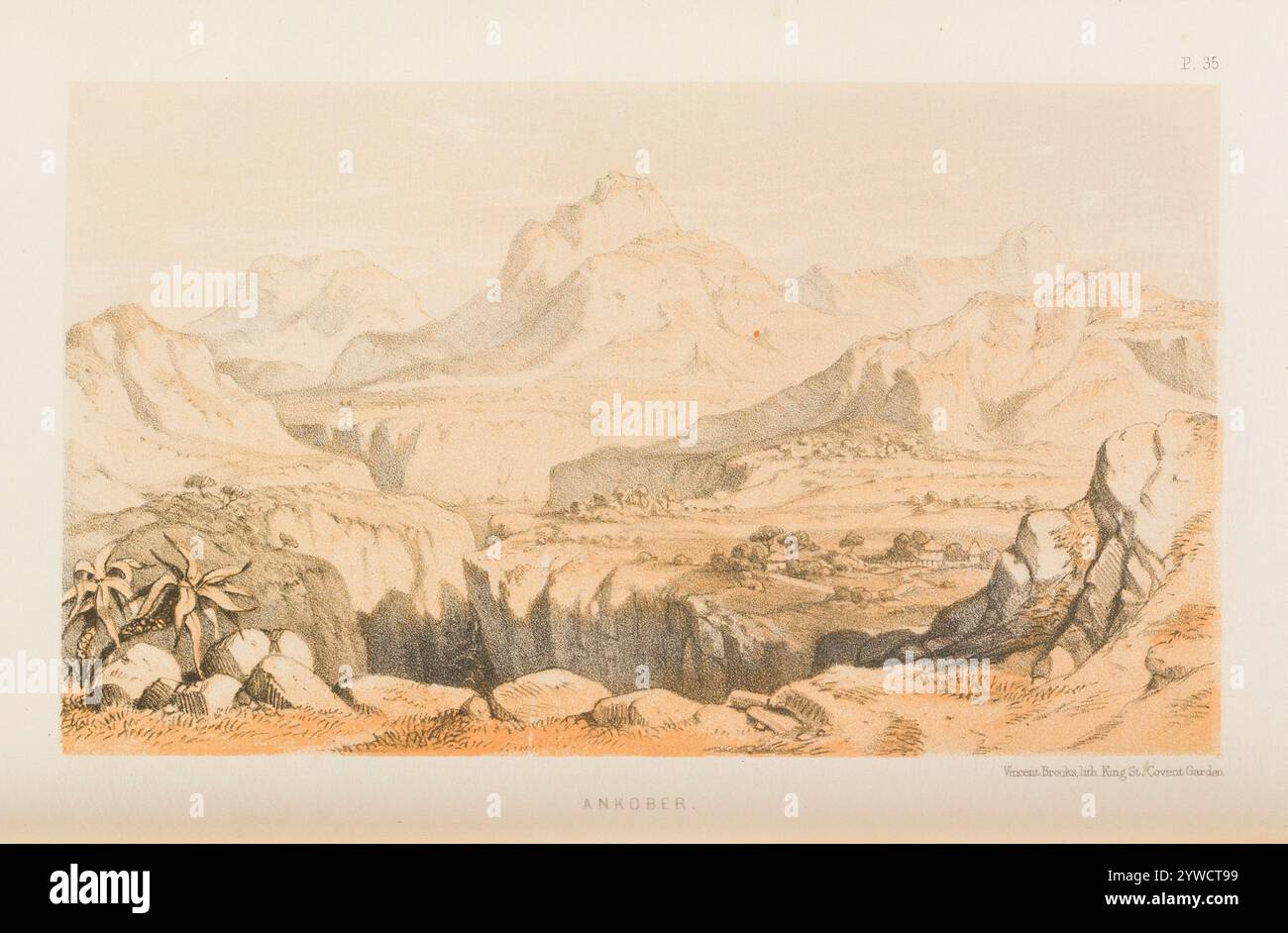 Ankober, Ethiopia. Vintage Eastern Africa Coloured plates lithographed ...