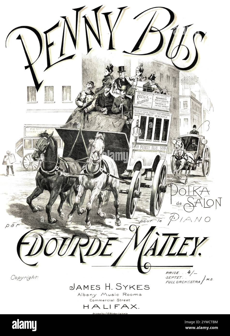 Penny Bus Polka de Salon, ca. 1890 English Sheet Music Stock Photo - Alamy
