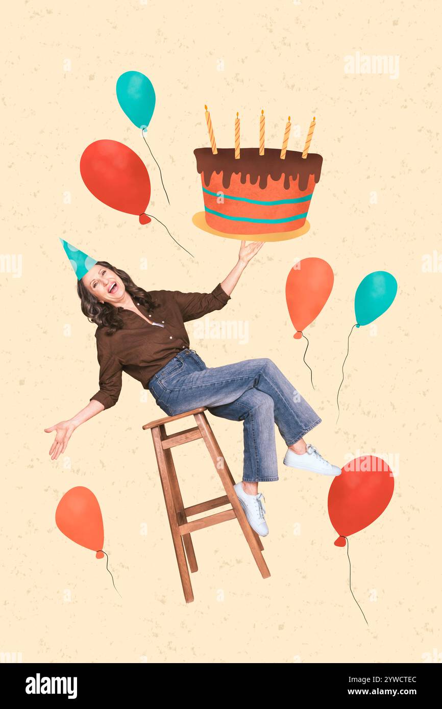 Composite trend artwork sketch image collage of happy birthday ...