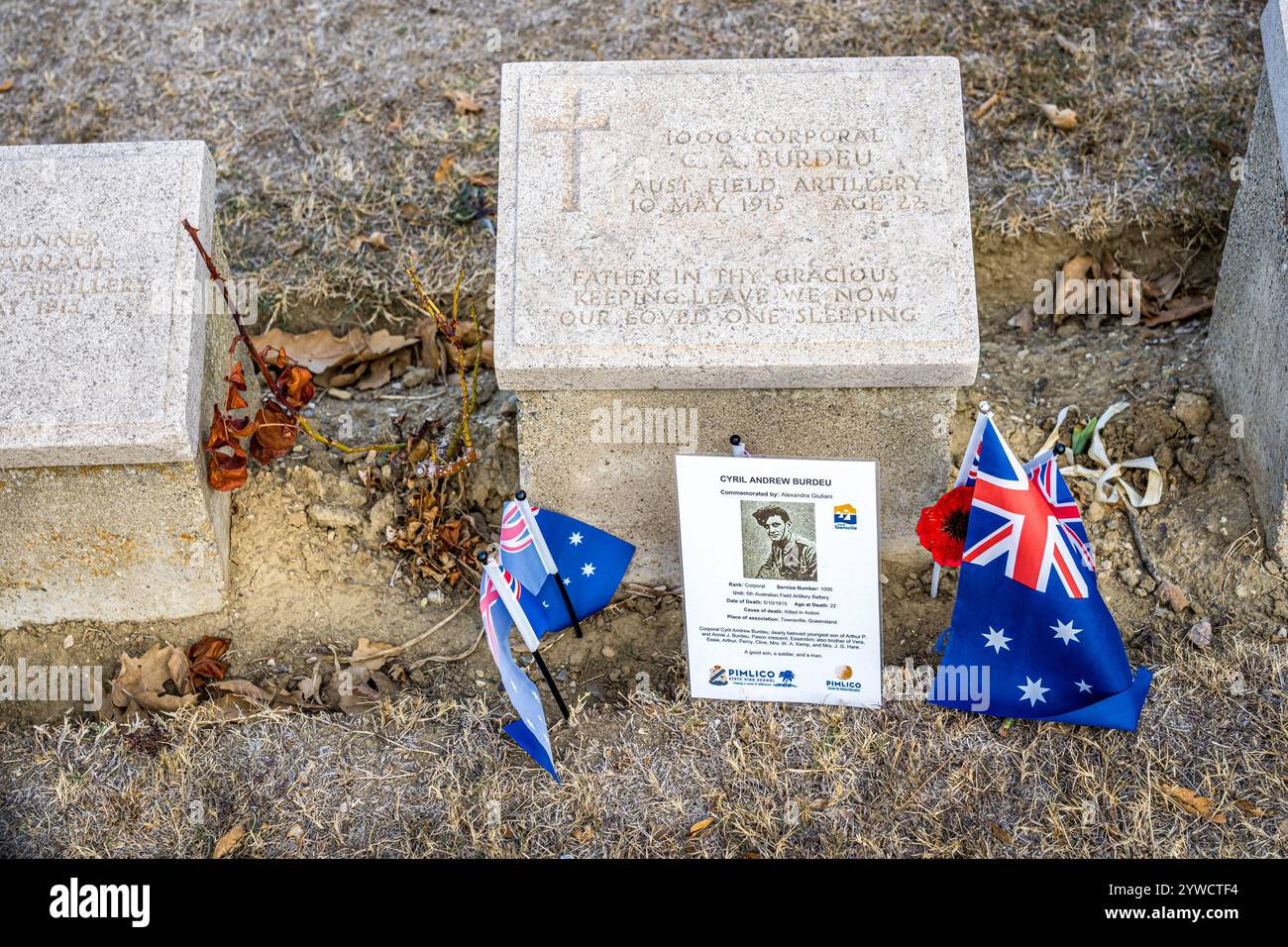 Fallen ANZAC soldier memorial in the Gallipoli Campaign of World War I ...