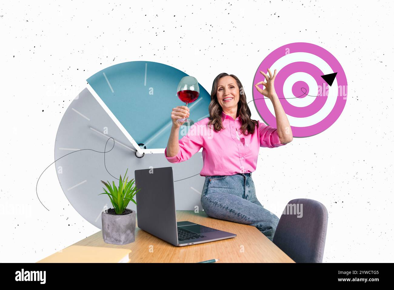 Composite trend artwork sketch image photo collage of young lady office ...