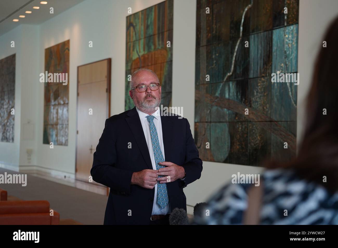 Assistant Minister for Trade Tim Ayres hold a press conference at ...