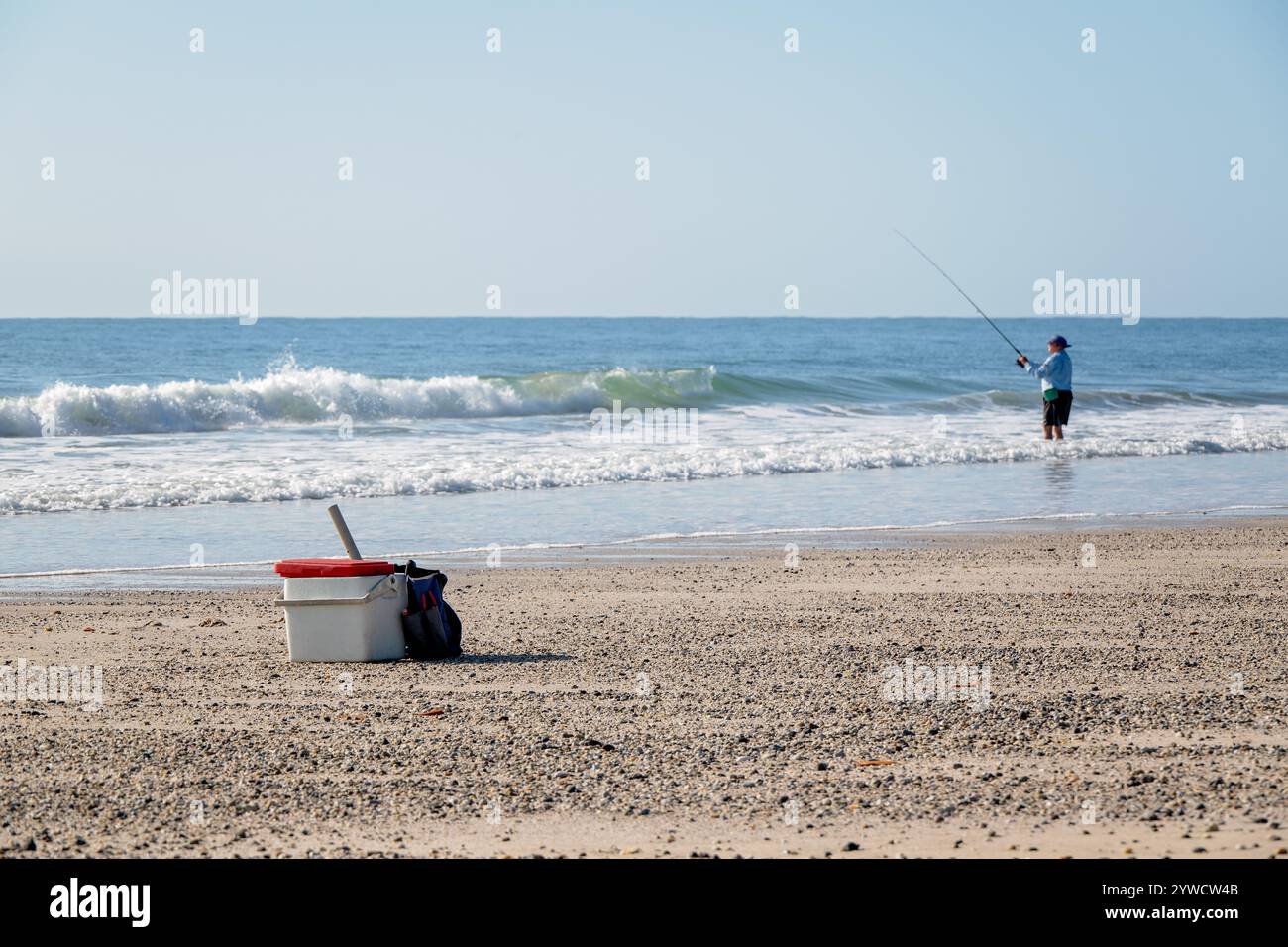 Coonarr Beach, Australia - September 8 2024: Fisherman fishing ocean ...