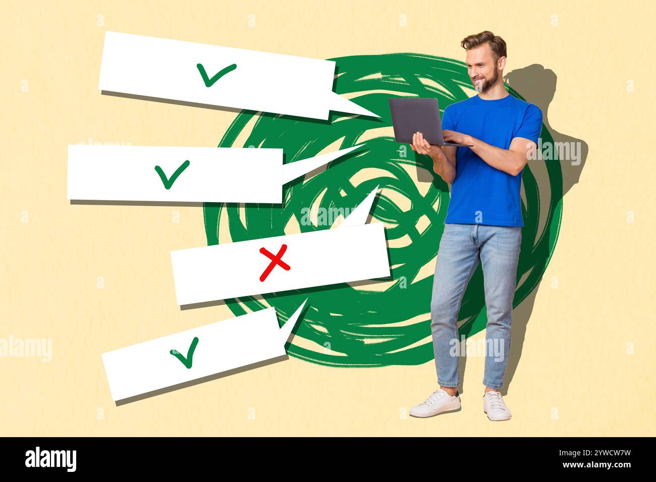 3D photo collage template trend artwork of website speech media textbox ...