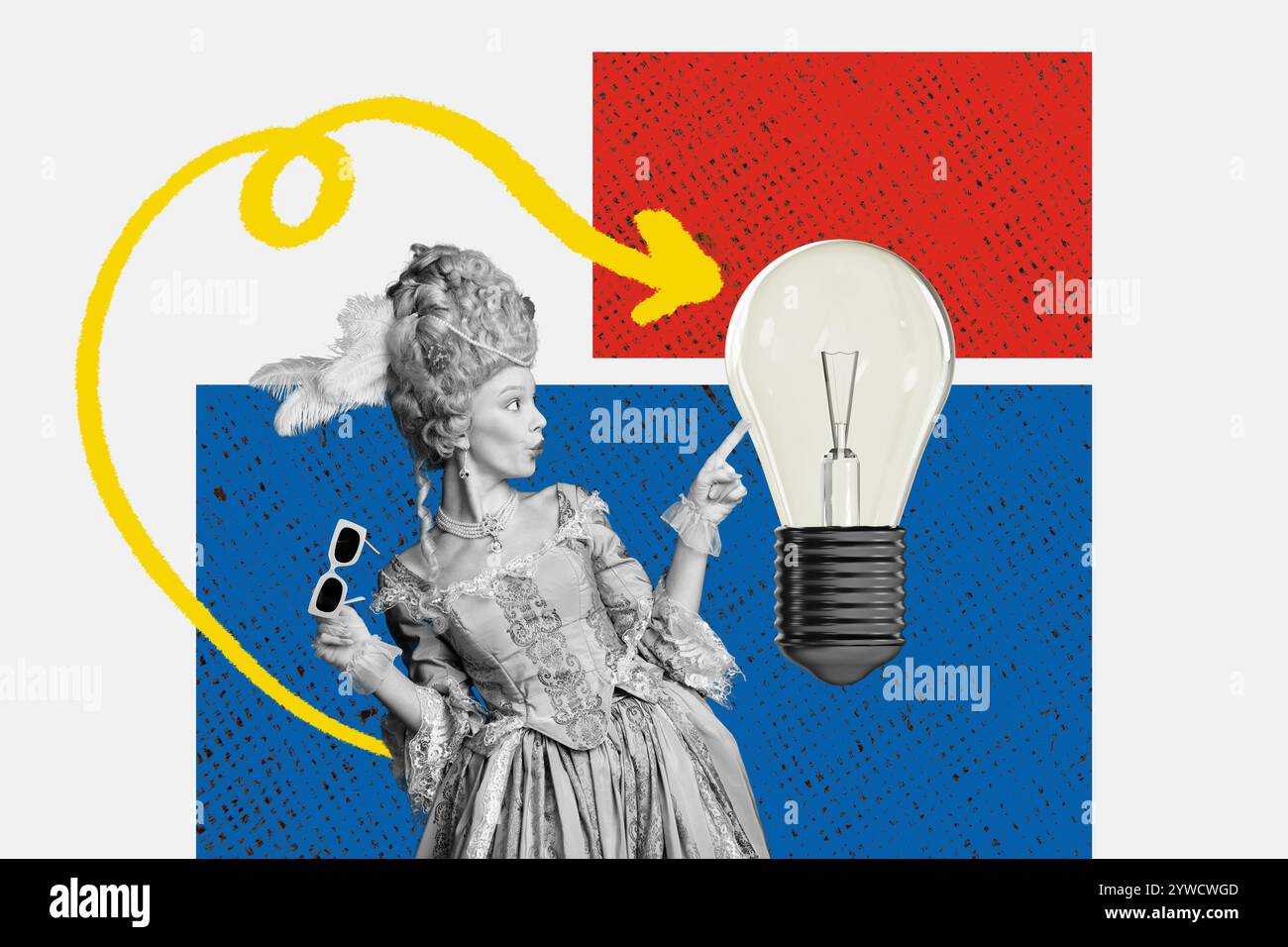 Trend artwork sketch design montage 3D collage of idea bulb lamp ...