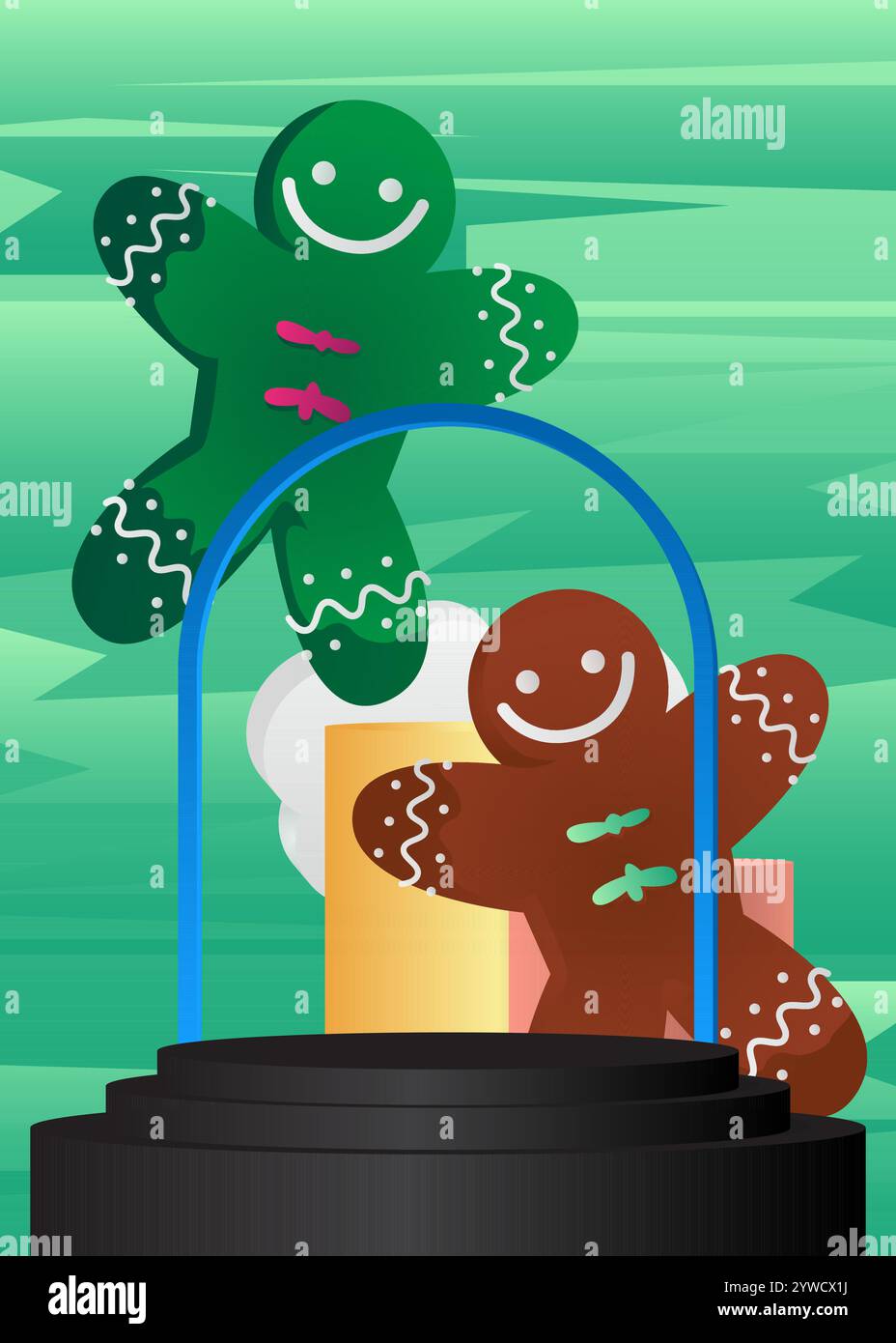 Mockup product display with Gingerbread Man Christmas Cookie. Vector ...