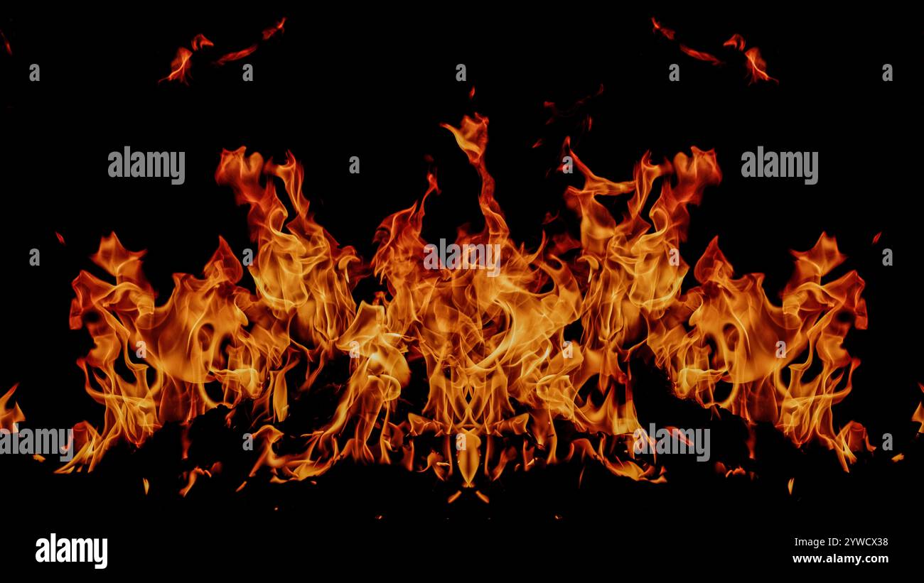 Fire flame background. Hell bonfire. Texture of fire on a black ...