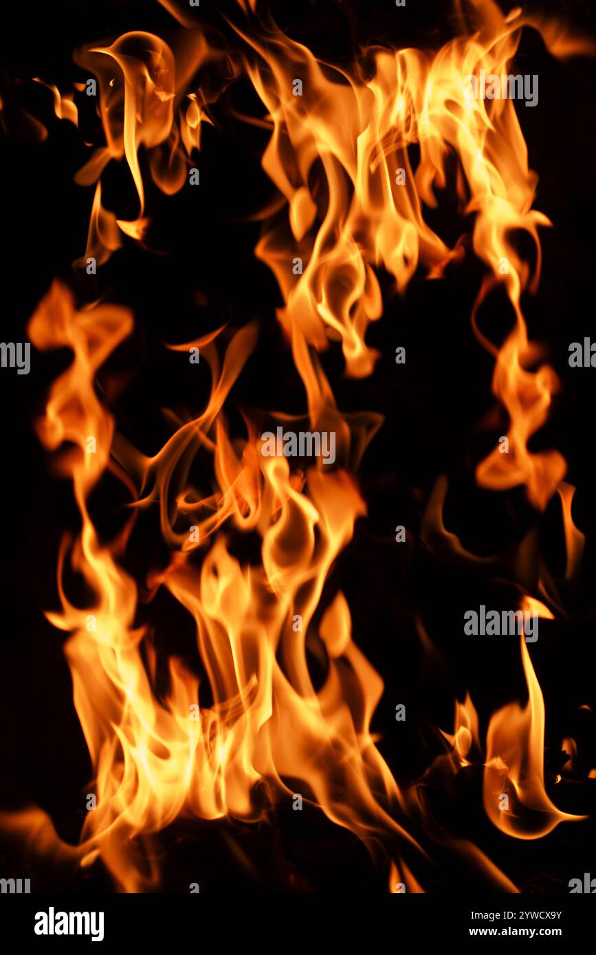 Fire flames on black background. Fire flame texture. Fire flame with ...