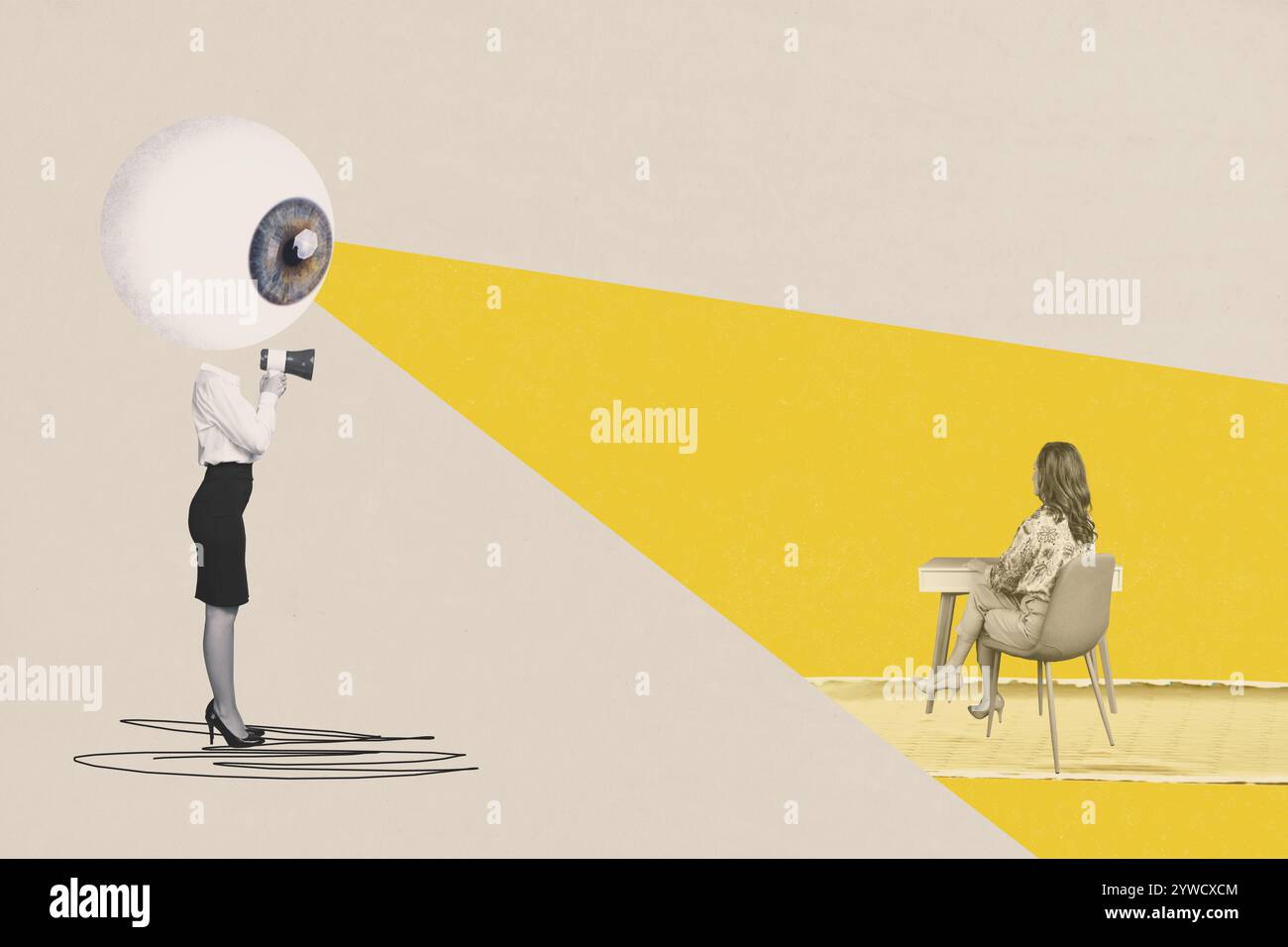 Composite art 3d creative image collage of boss girl instead head ...