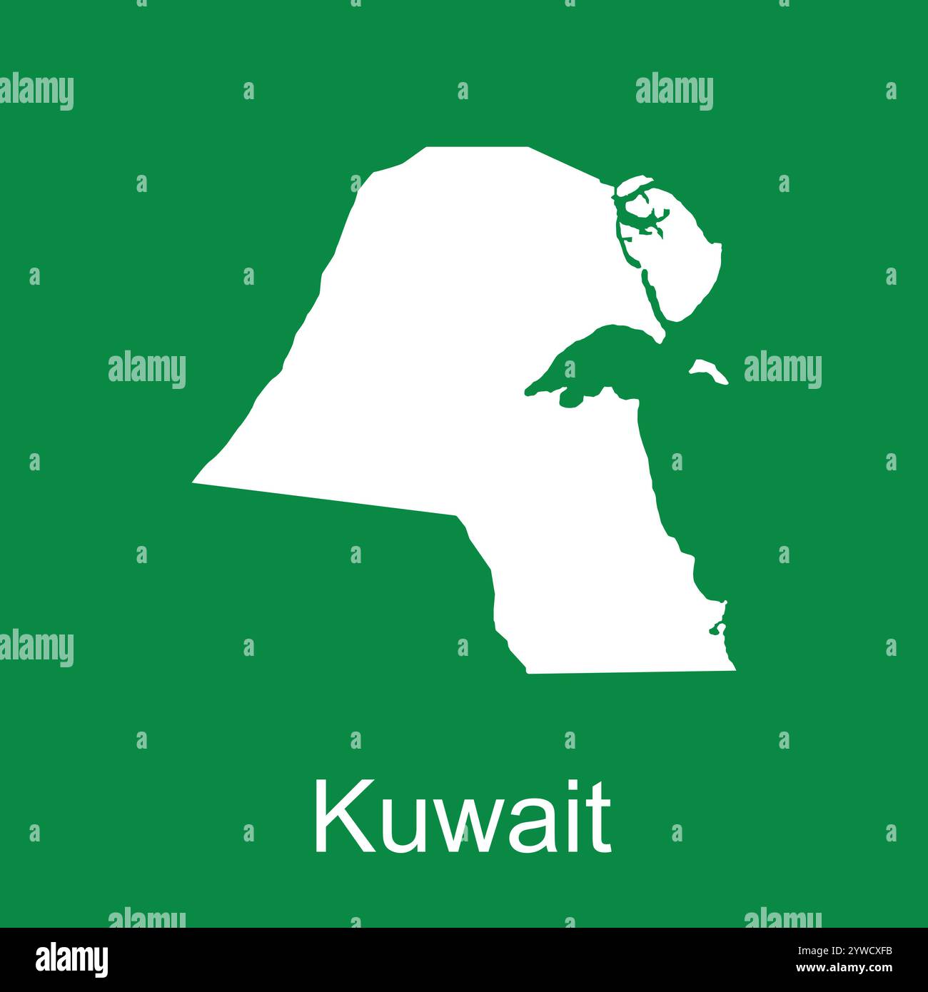 Kuwait map outline country border Cut Out Stock Images & Pictures - Alamy
