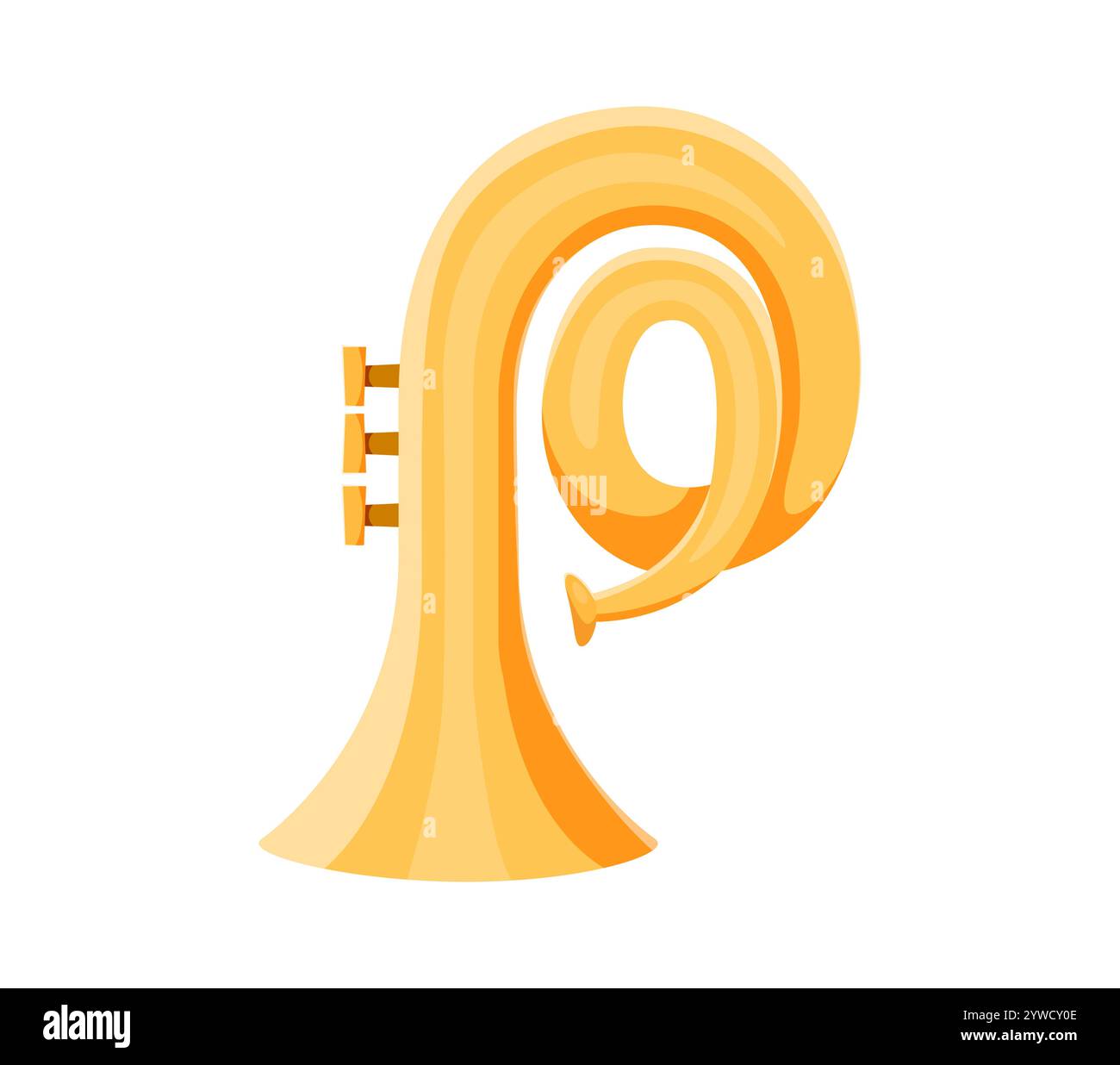 French horn musical instrument font P letter. Band classic equipment ...