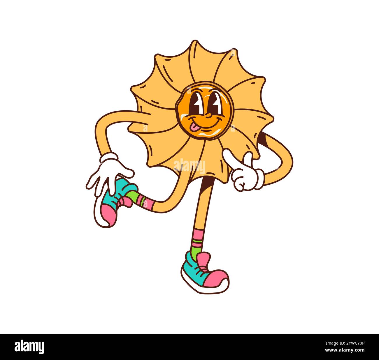 Cartoon groovy cookie, pastry and bakery character with a circular ...