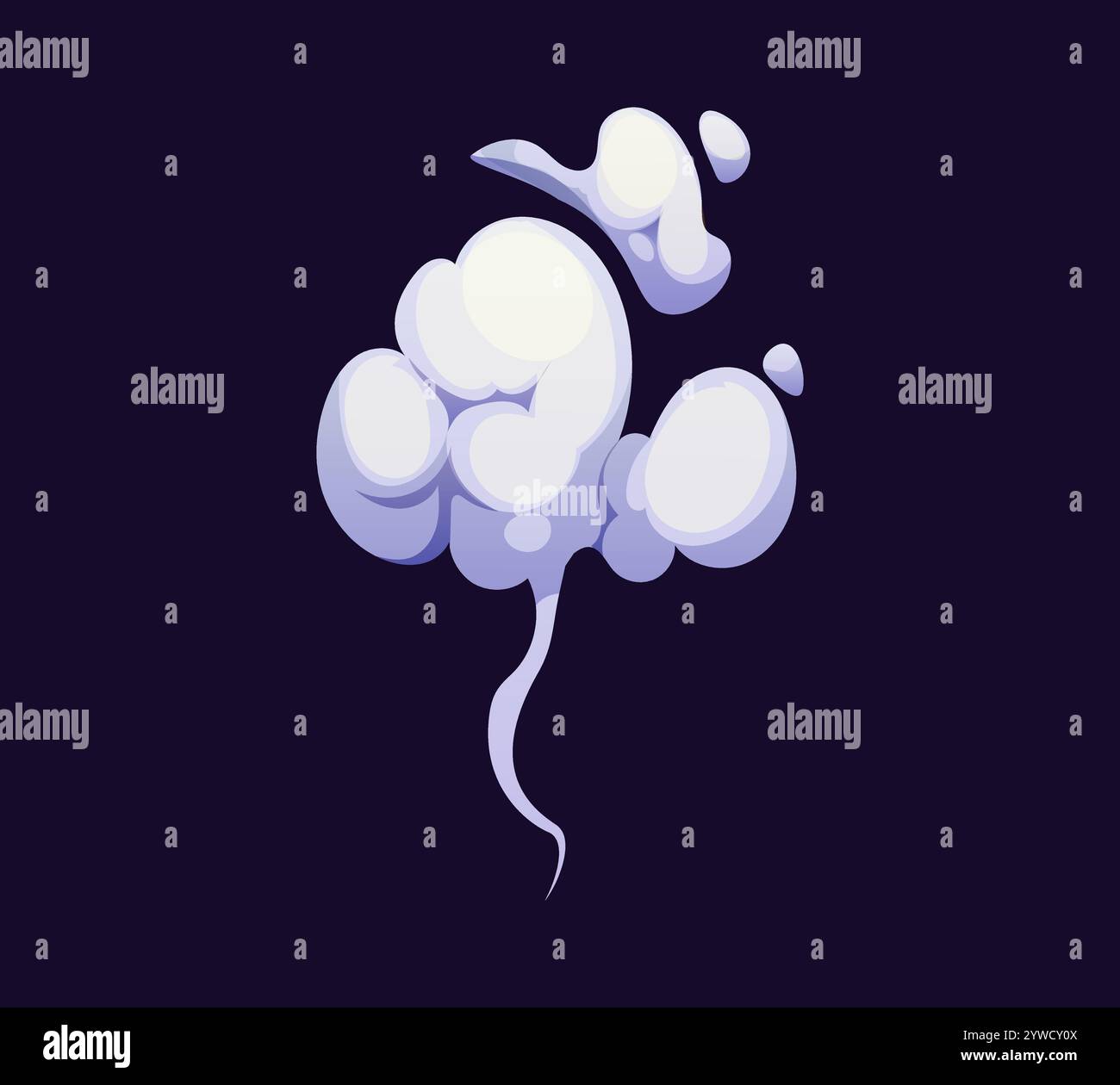 Cartoon thick, swirling smoke cloud rises into the sky. Isolated vector ...