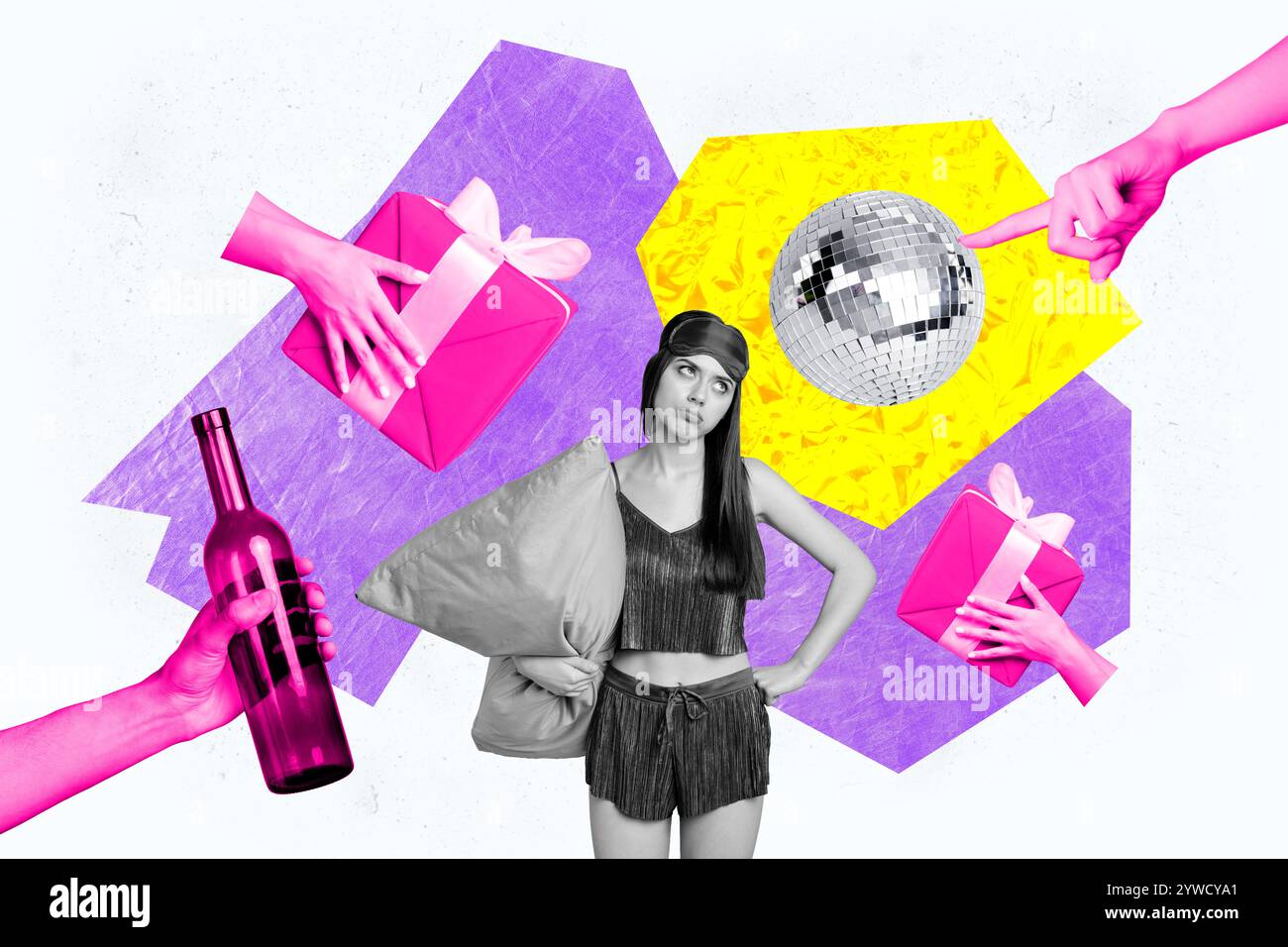 Trend artwork sketch photo collage of happy birthday holiday party ...