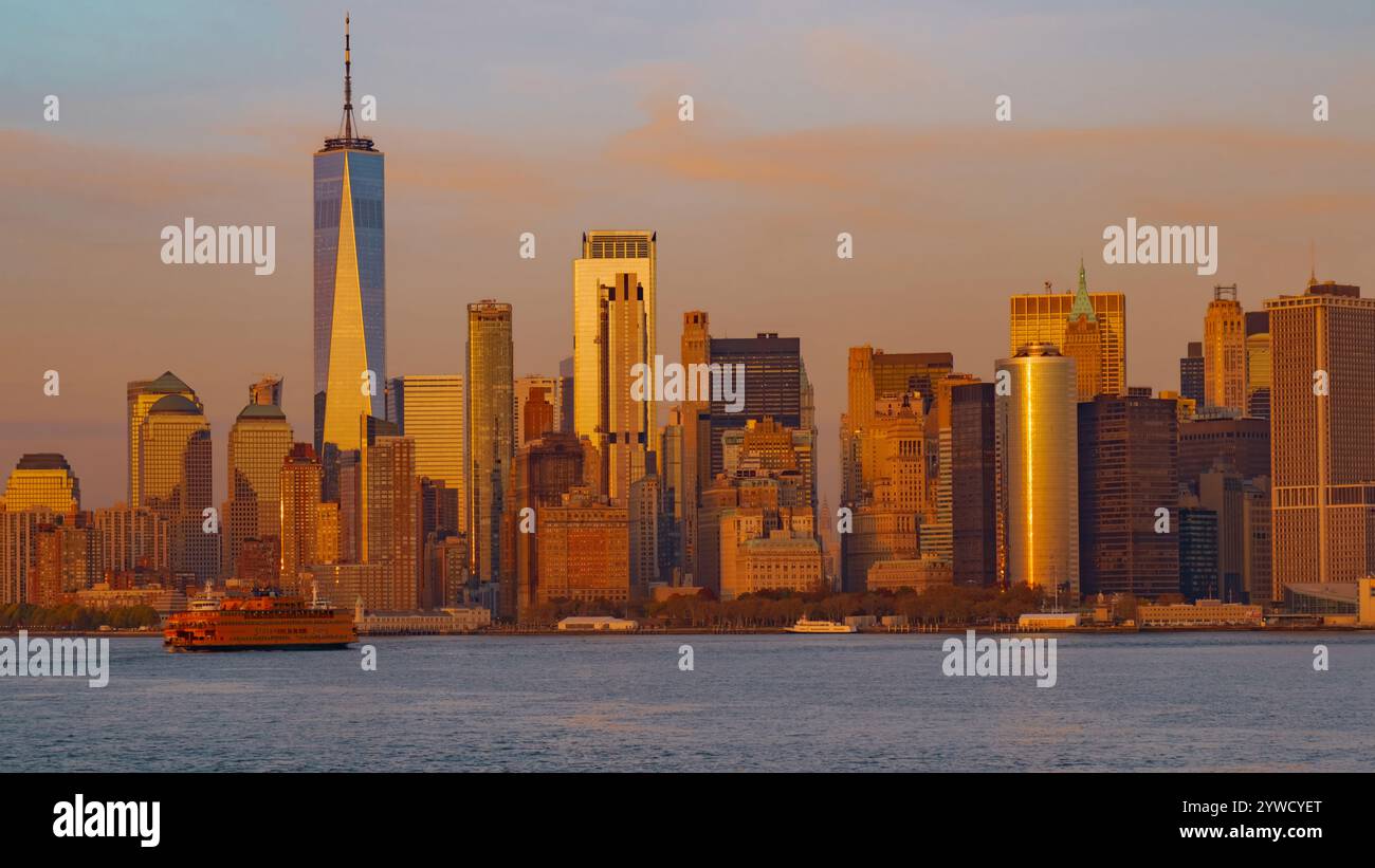 Manhattan skyline with WTC. Financial District NYC. Twin Towers ...