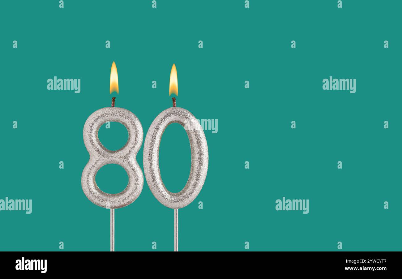 Birthday card on a green background - Candle in the shape of the number ...