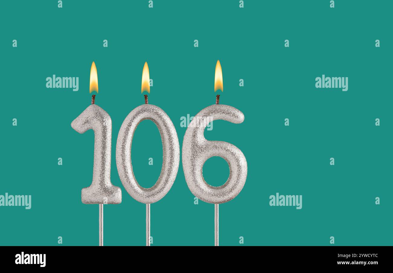 Birthday card on a green background - Candle in the shape of the number ...