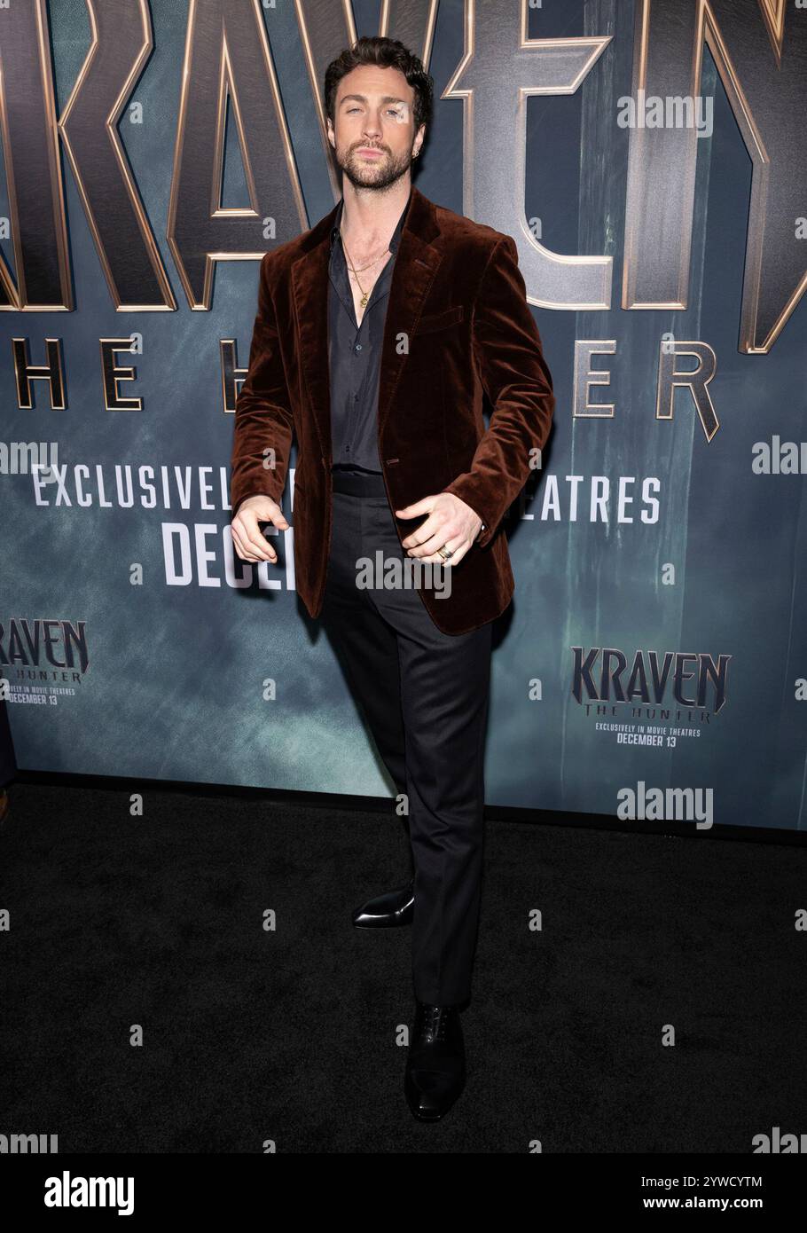 Aaron Taylor-Johnson attends the world premiere of "Kraven the Hunter" at AMC Lincoln Square on ...