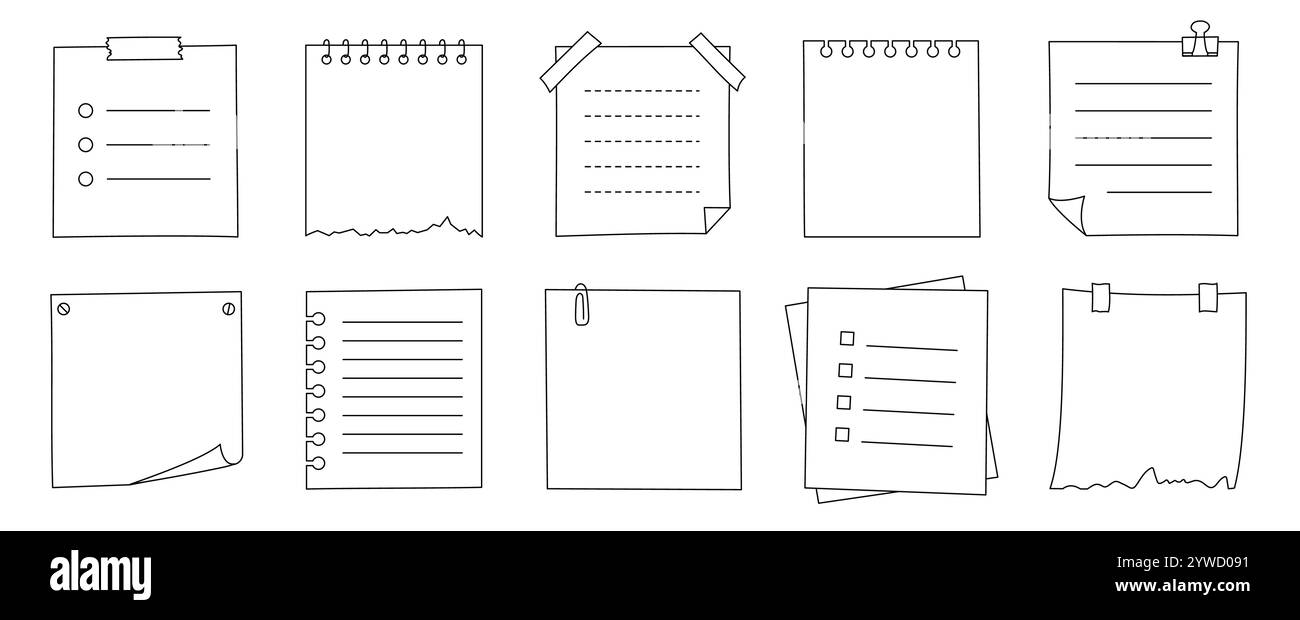 Memo frame note paper line sheet set. Notebook paper note frame for ...