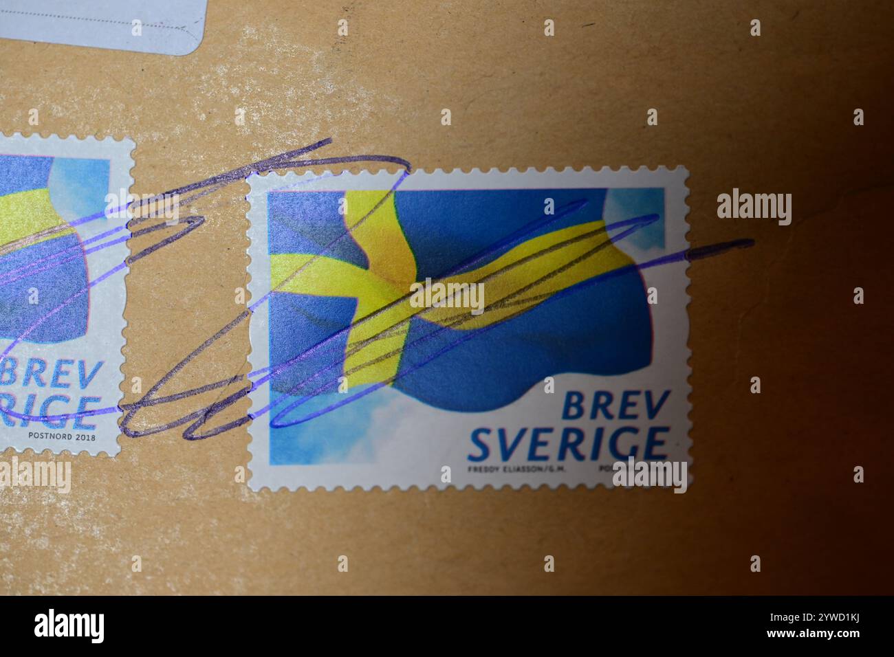 Skånes-Fagerhult, Skåne, Sweden. December 11 2024. Postal stamps ...