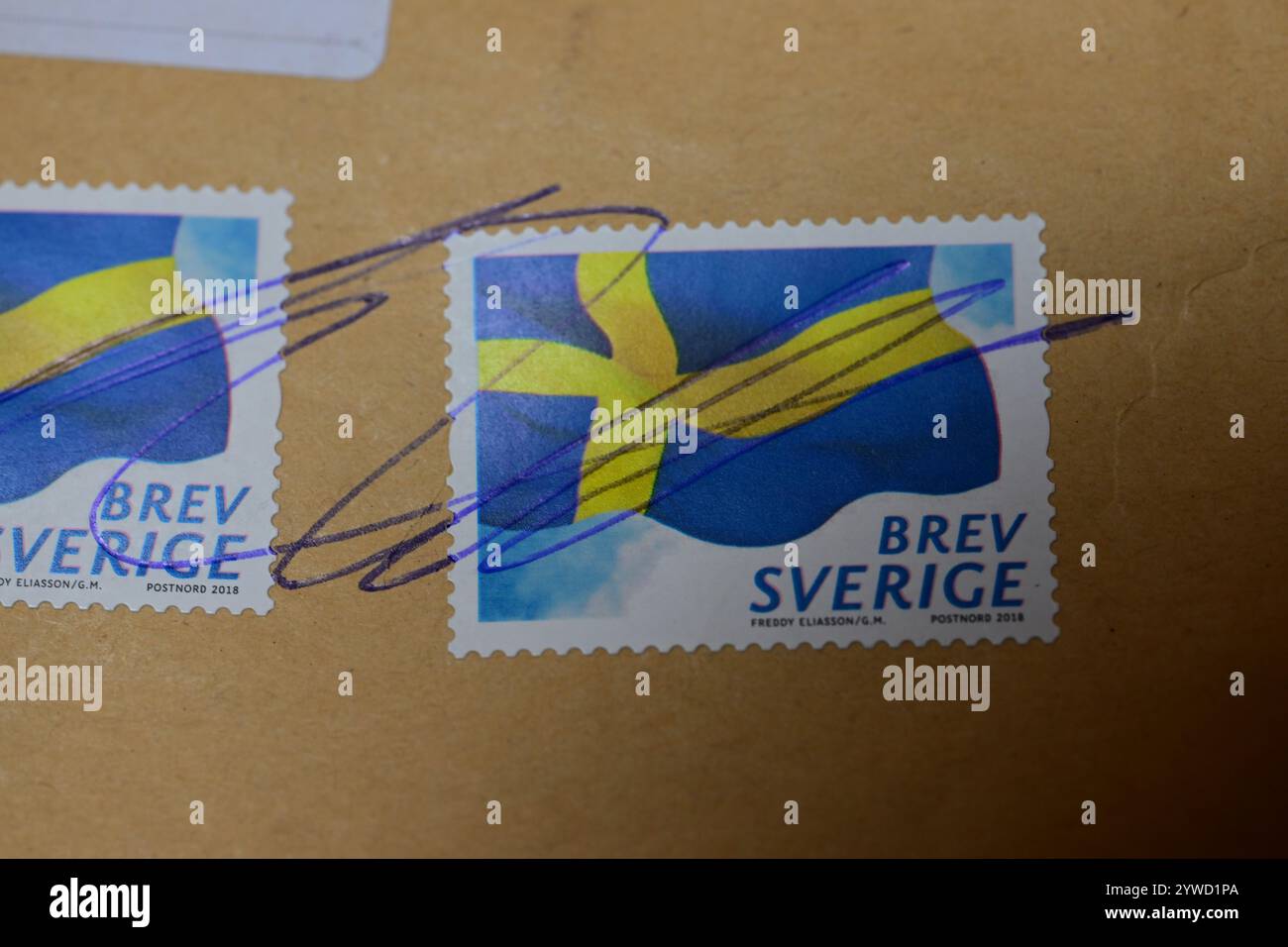 Skånes-Fagerhult, Skåne, Sweden. December 11 2024. Postal stamps ...